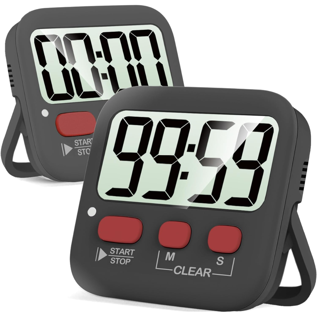 Digital Kitchen Timers | 2-Pack Large Versatile Magnetic Clear – No ...