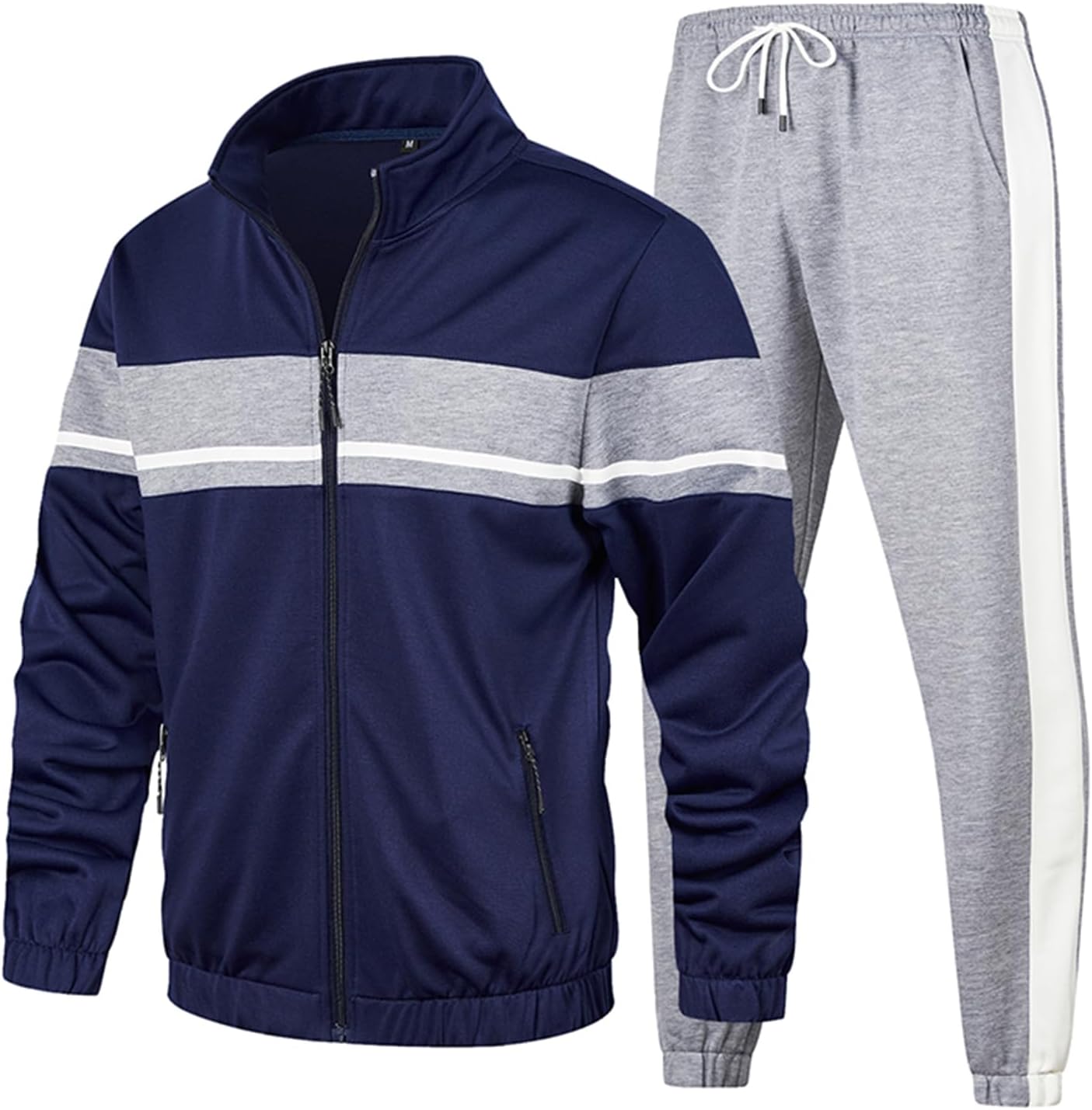 Men's Tracksuit | Casual Contrast Stylish Breathable 2-Piece Athletic ...