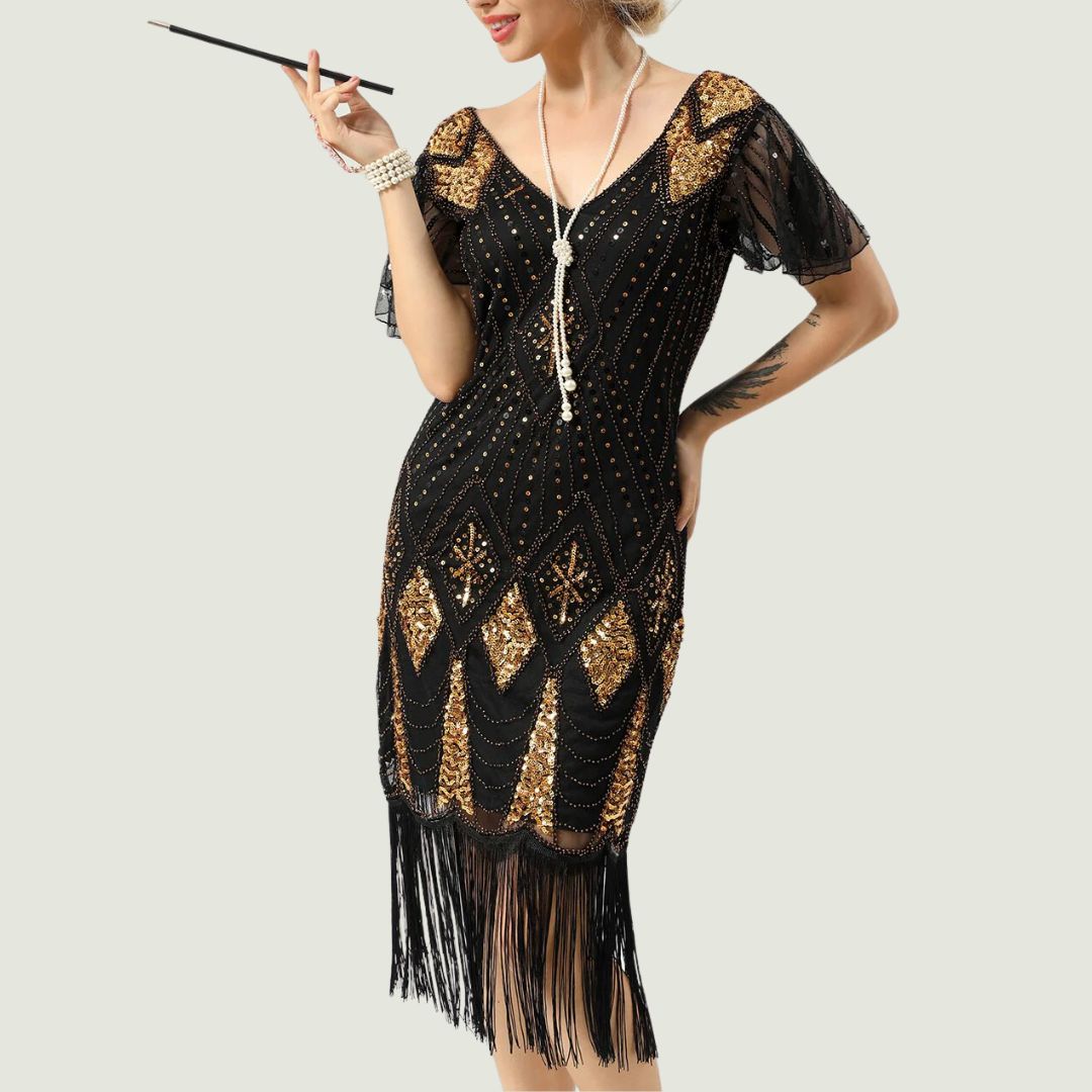 1920s Fringe Dress | Sparkling Flapper Dress | Glamorous Party Outfit ...
